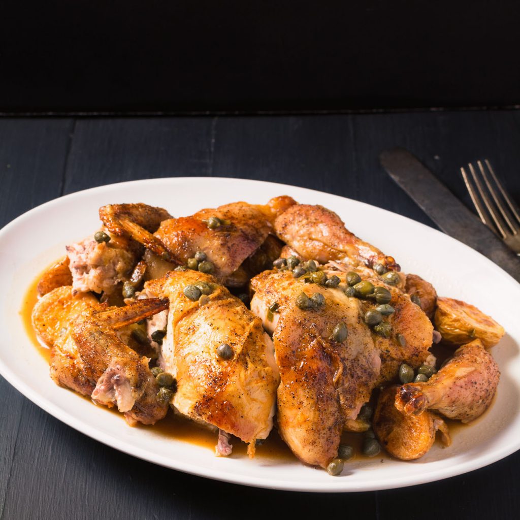 roast chicken with lemon caper sauce - glebe kitchen