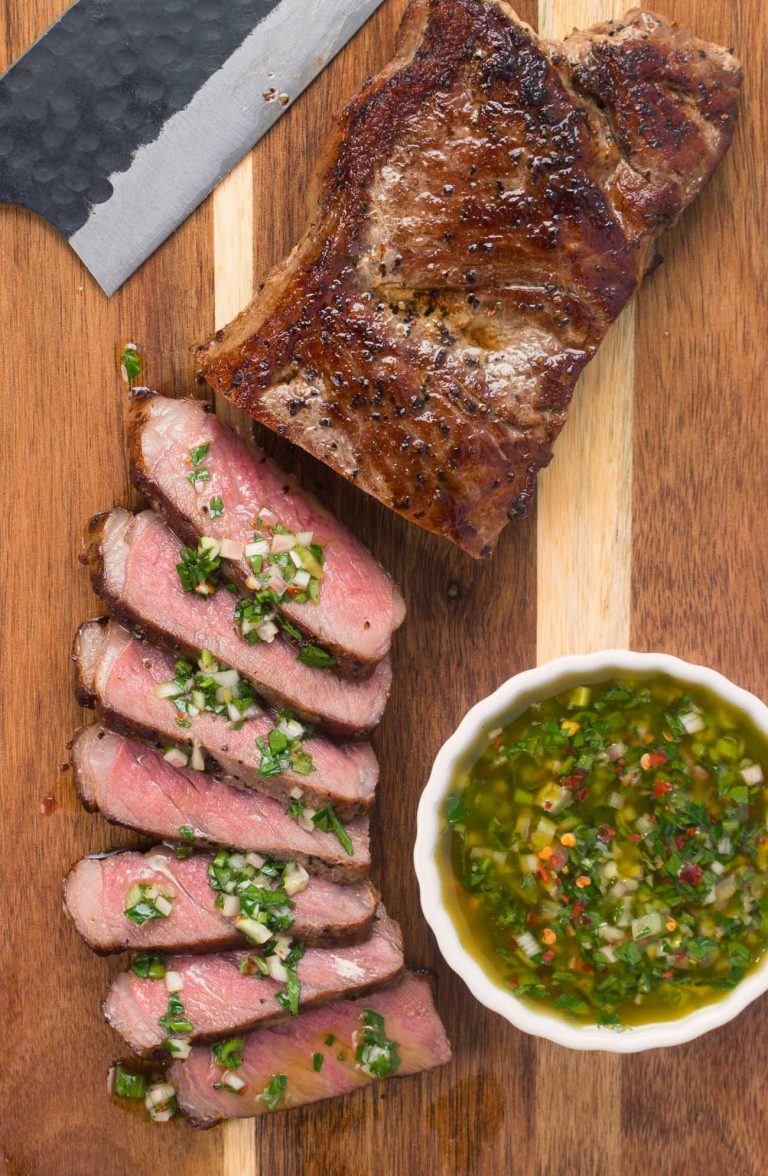 steak with chimichurri sauce - glebe kitchen