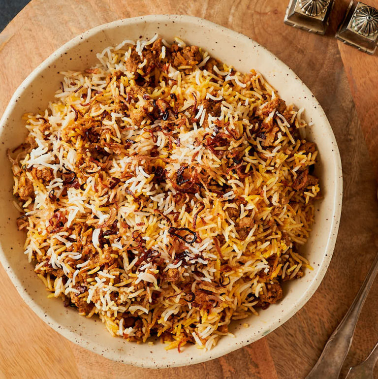 keema rice (keema biryani) - restaurant style - glebe kitchen